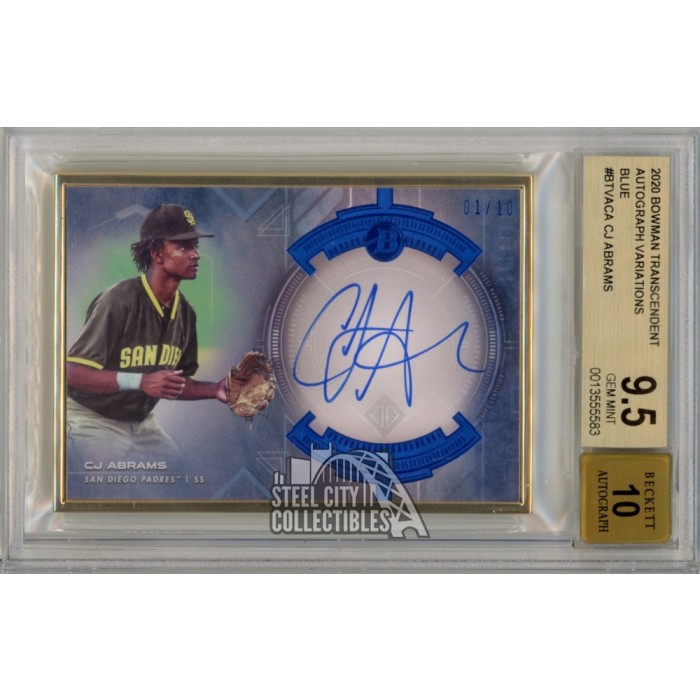 CJ Abrams 2020 Bowman Transcendent Blue Autograph Card 01/10 BGS 9.5 ...