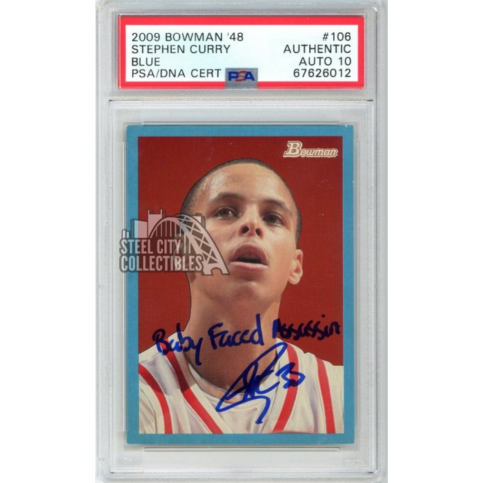 Stephen Curry 2009-10 Bowman '48 Blue "Baby Faced Assassin" Autograph ...