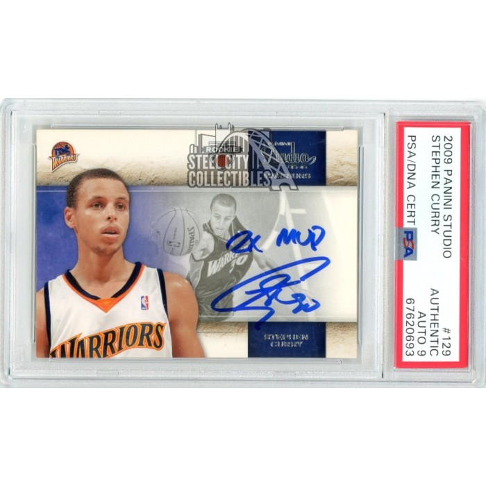 Stephen Curry 2009-10 Panini Studio "2x MVP" Autograph Rookie Card #129 ...