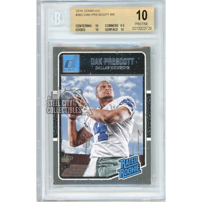 Dak Prescott 2016 Panini Donruss Rookie Card #362 BGS 10 Pristine ...