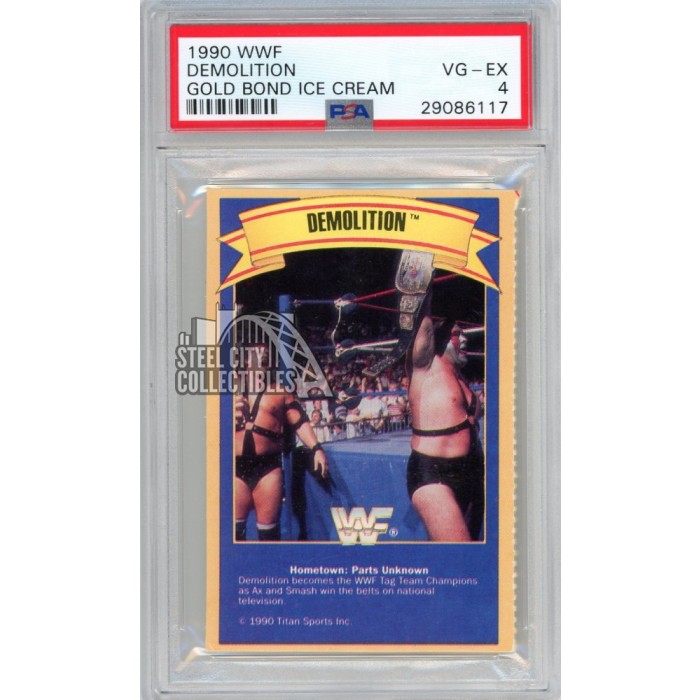 Demolition 1990 WWF Gold Bond Ice Cream Card PSA 4 | Steel City ...