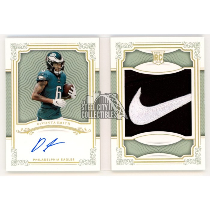 DeVonta Smith 2021 Panini National Treasures Autograph Nike Tag Patch ...