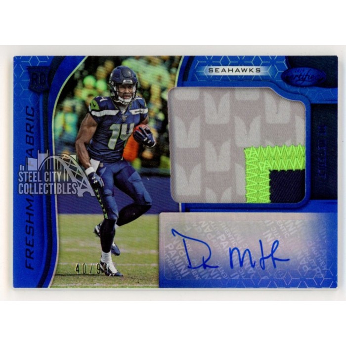 DK Metcalf 2019 Panini Certified Blue Autograph Rookie Patch Card #208 ...