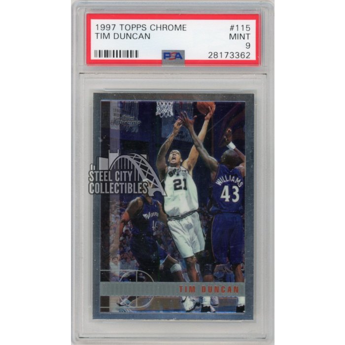 Tim Duncan 1997-98 Topps Chrome Basketball Rookie Card PSA 9 | Steel ...