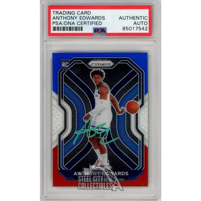Anthony Edwards 2020-21 Panini Prizm Red White Blue Autograph RC Card ...