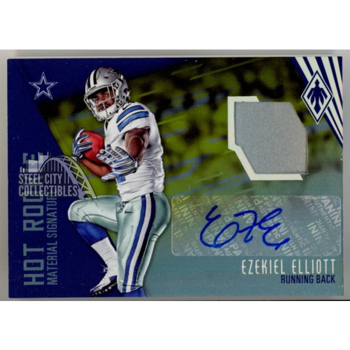 Ezekiel Elliott 2016 Panini Phoenix Gold Autograph Helmet Patch Rookie ...