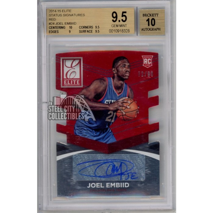 Joel Embiid 2014-15 Panini Elite Red Autograph Rookie Card #24 72/99 ...