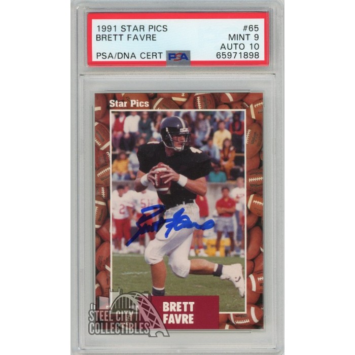 Brett Favre 1991 Star Pics Autograph Rookie Card #65 PSA 9 PSA/DNA 10 ...