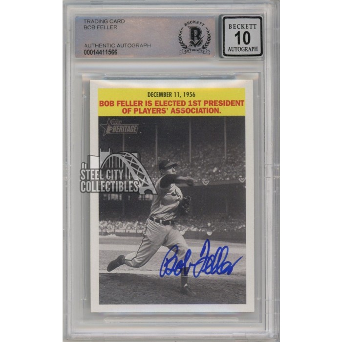 Bob Feller 2005 Topps Heritage Baseball Autograph Card #F-BF BAS 10 ...