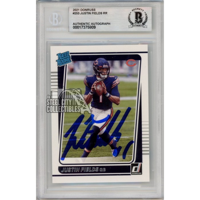 Justin Fields 2021 Panini Donruss Autograph Rookie Card #253 BAS ...