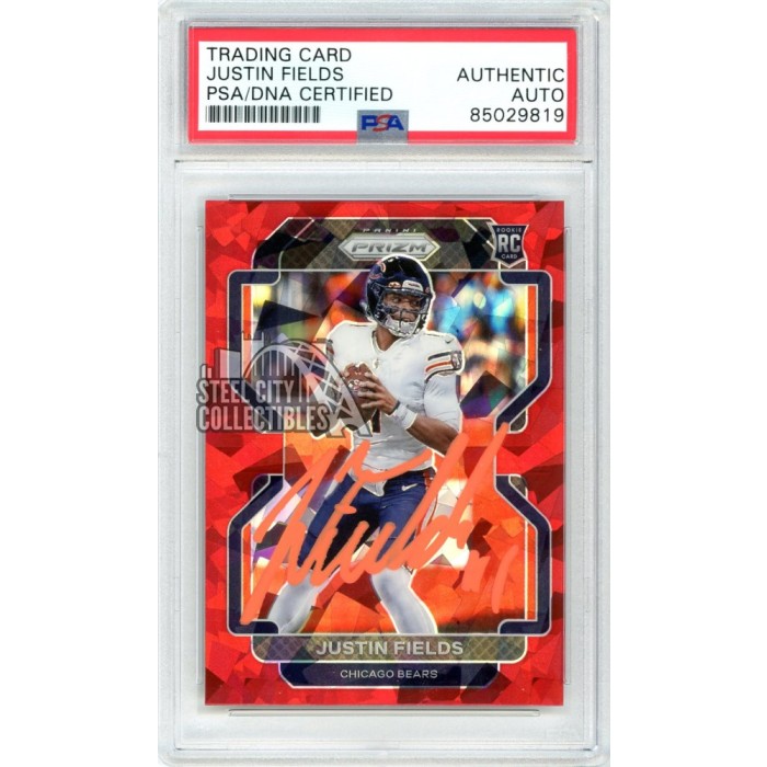 Justin Fields 2021 Panini Prizm Red Ice Autograph Rookie Card #334 PSA ...