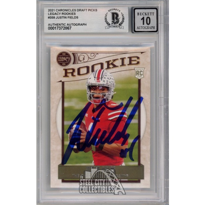 Justin Fields 2021 Panini Legacy Draft Autograph Rookie Card #359 BAS ...
