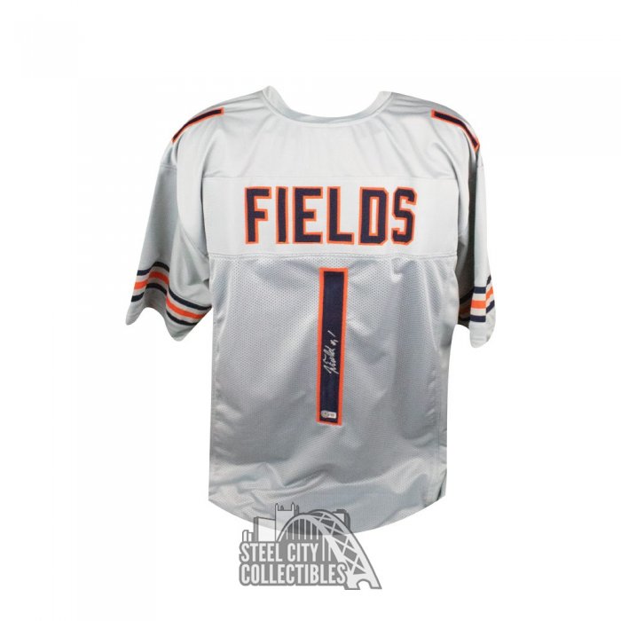 Justin Fields Autographed Chicago Custom Gray Football Jersey - BAS ...