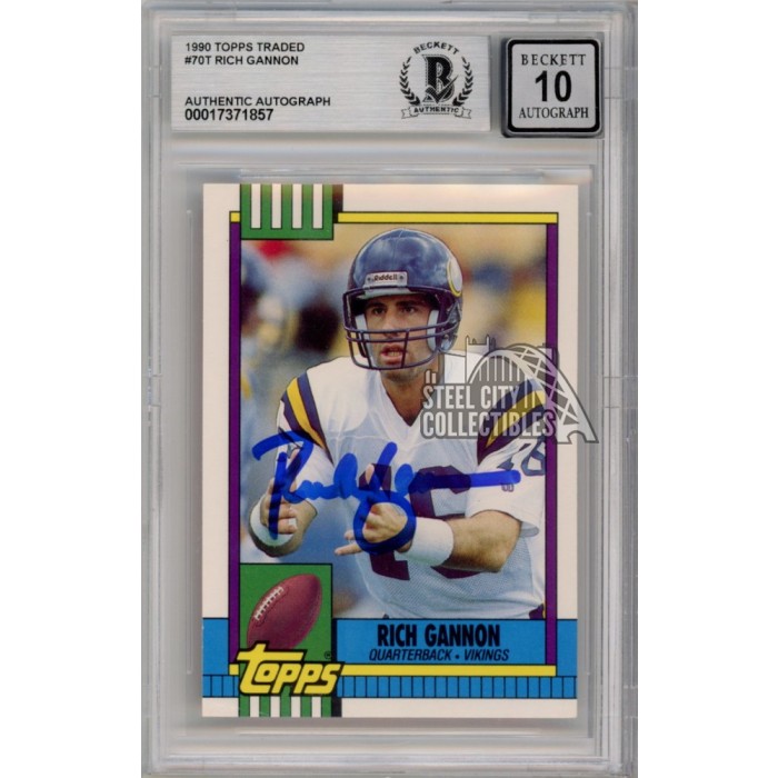 Rich Gannon 1990 Topps Traded Autographed Card #70T - BAS 10 | Steel ...