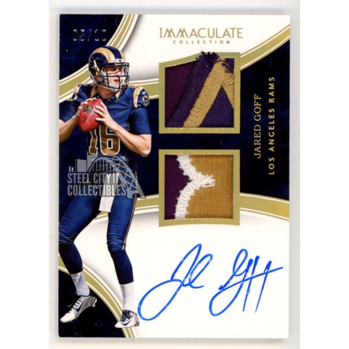 Jared Goff 2016 Panini Immaculate Autograph Rookie Dual Patch Card #JG ...