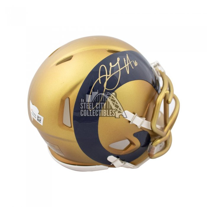 Jared Goff Autographed Los Angeles Rams Blaze Mini Football Helmet ...