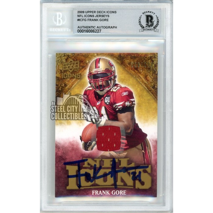 Frank Gore 2009 Icons Autograph Jersey Card /299 #IC-FG BAS 10 | Steel ...