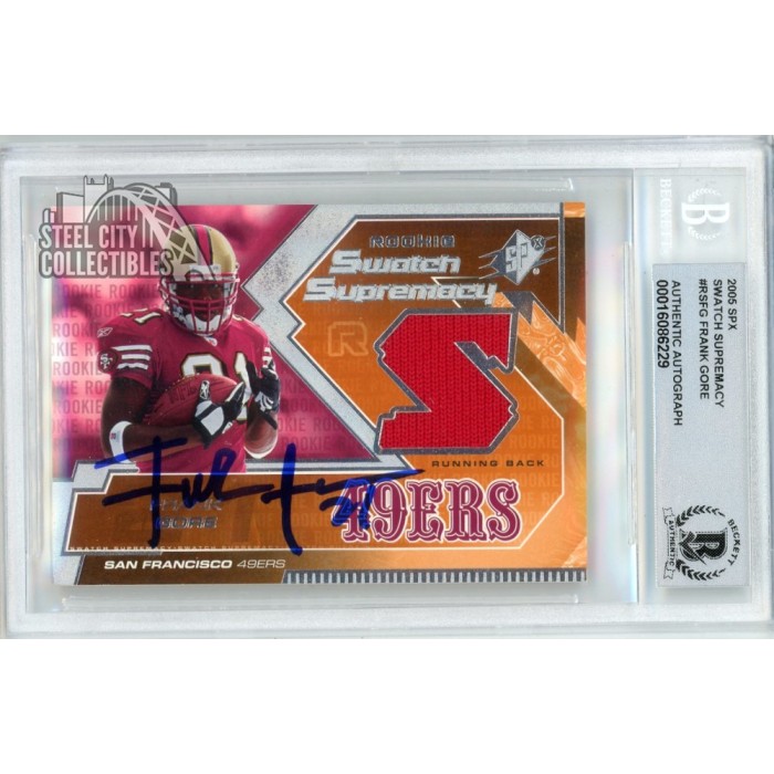Frank Gore 2005 SPX Autograph Rookie Jersey Card #RS-FG BAS 10 | Steel ...