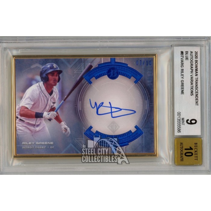 Riley Greene 2020 Bowman Transcendent Blue Autograph Card 07/10 BGS 9 ...