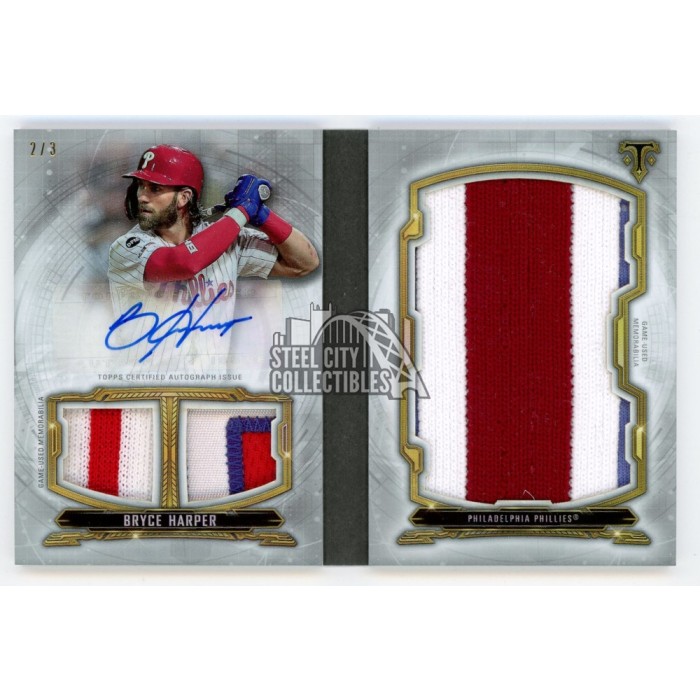 Bryce Harper 2020 Topps Triple Threads Autograph Patch Booklet Card 2/3 ...