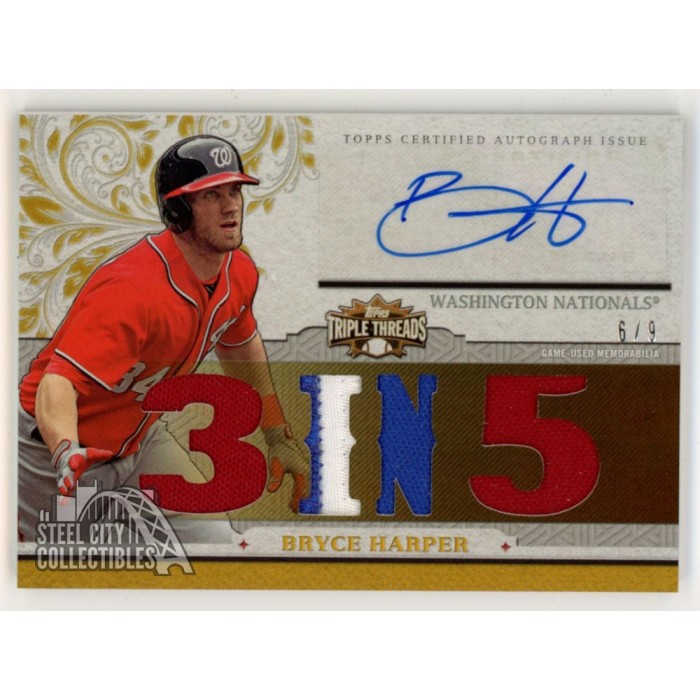 Bryce Harper 2014 Topps Triple Threads Autograph Patch Card 6/9 | Steel ...