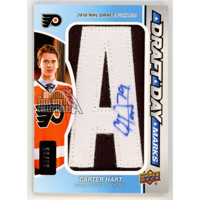 Carter Hart 2018-19 Upper Deck Draft Day Marks Autograph Letter Patch ...