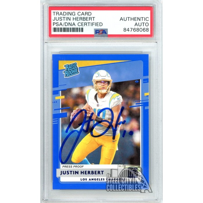 Justin Herbert 2020 Panini Donruss Blue Press Proof Rookie Autograph ...