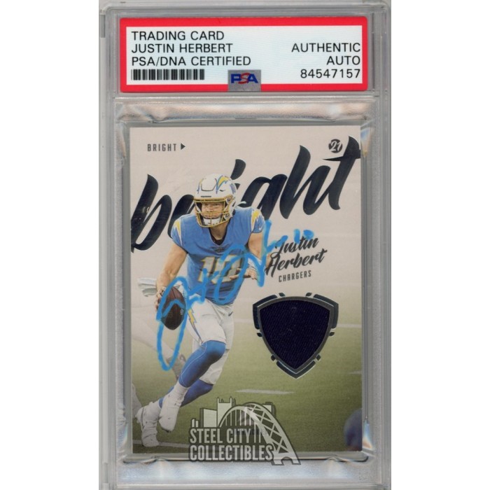Justin Herbert 2021 Panini Luminance Bright Autograph Jersey Card #BB ...