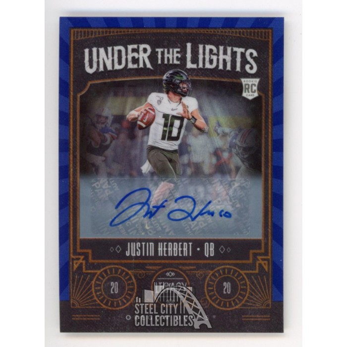 Justin Herbert 2020 Panini Legacy Under The Lights Autograph RC Card # ...