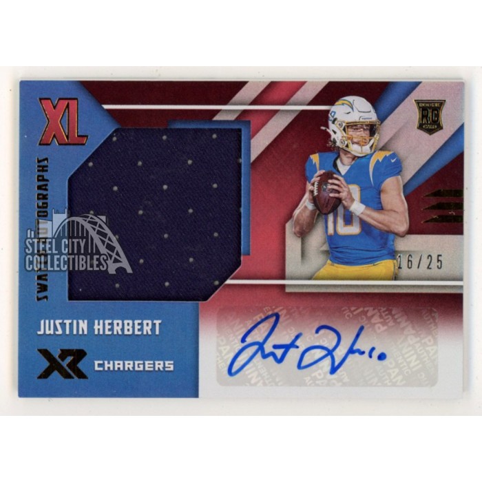 Justin Herbert 2020 Panini XR XL Red Autograph Rookie Jersey Card #RXL ...
