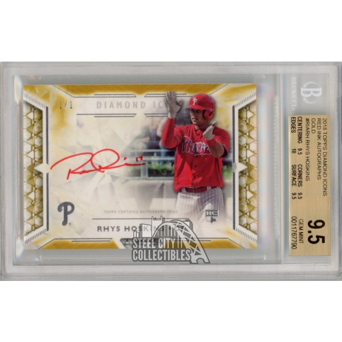 Rhys Hoskins 2018 Topps Diamond Icons Red Ink Autograph Card 1/1 BGS 9. ...