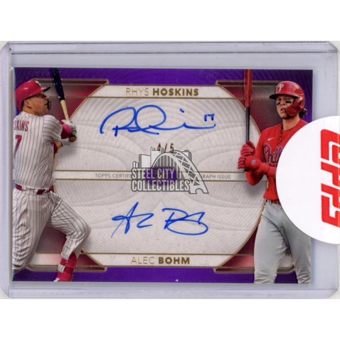 Rhys Hoskins/Alec Bohm 2021 Topps Definitive Purple Dual Autograph Card ...