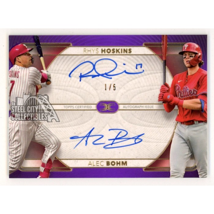 Rhys Hoskins/Alec Bohm 2021 Topps Definitive Purple Dual Autograph Card 1/5 | Steel City ...