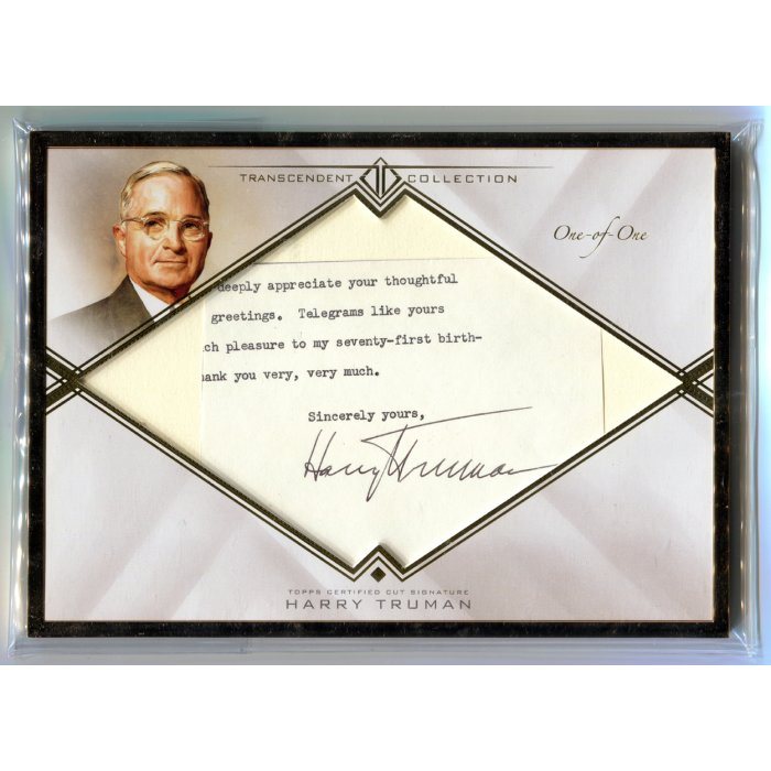 Harry Truman 2016 Topps Transcendent Oversized Cut Signature Autograph ...