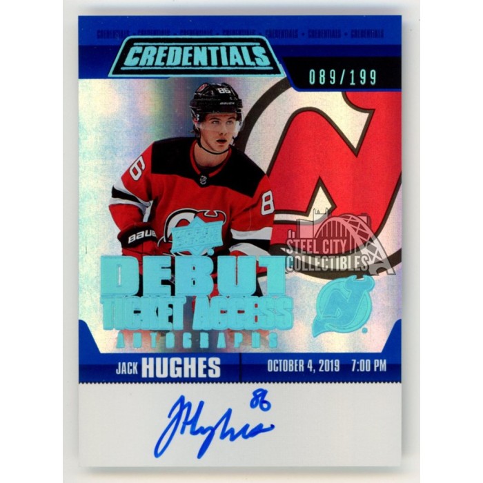 Jack Hughes 2019-20 Upper Deck Credentials Debut Autograph Rookie Card ...