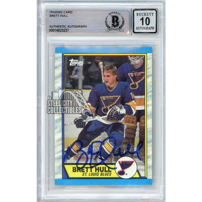 Brett Hull 1989-90 Topps Autograph Card #186 BAS 10 | Steel City ...