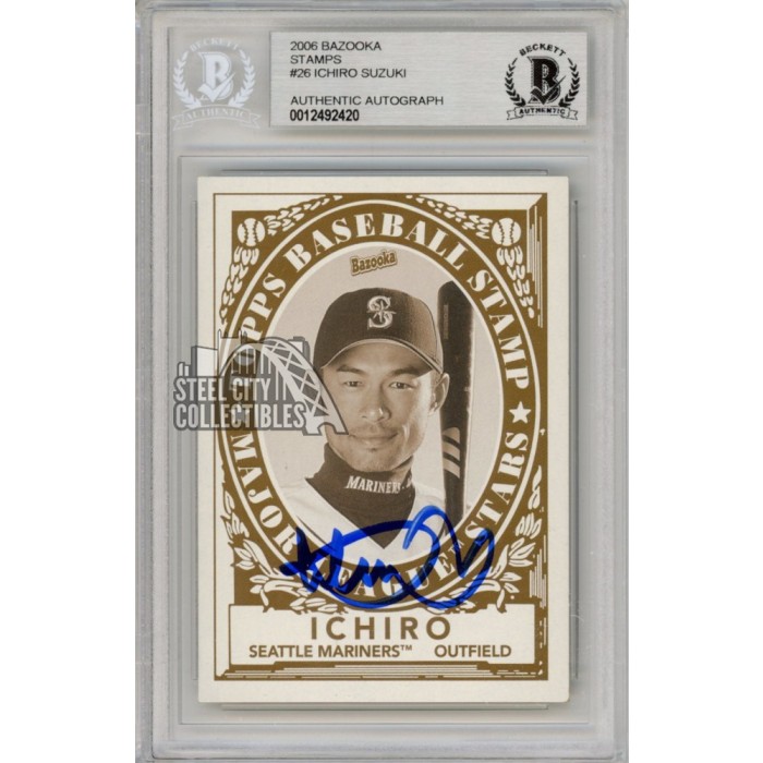 Ichiro Suzuki 2006 Topps Bazooka Stamps Autograph Card #26 BAS | Steel ...
