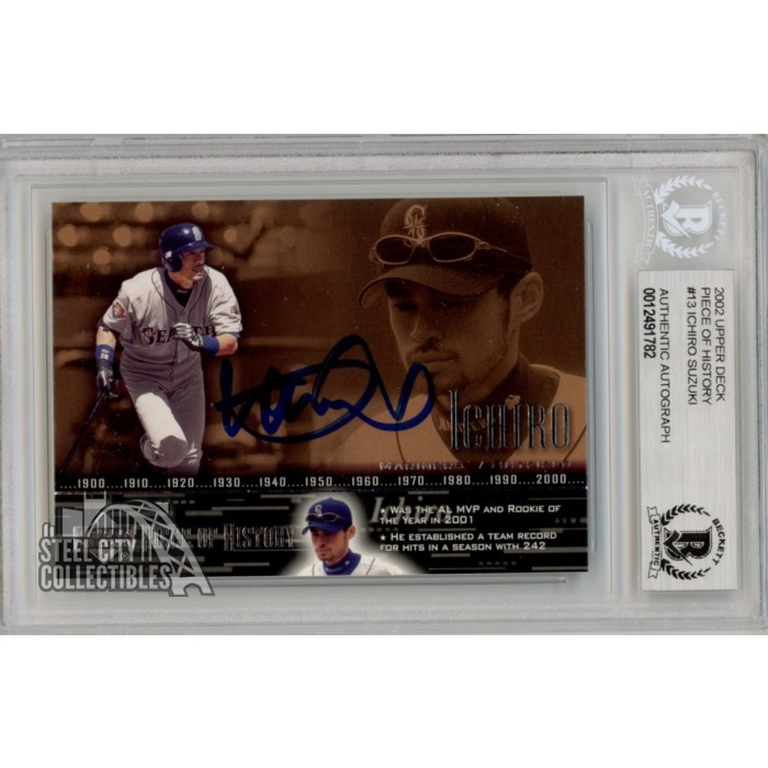 Ichiro Suzuki 2002 Upper Deck Piece Of History Autograph Card #13 BAS ...