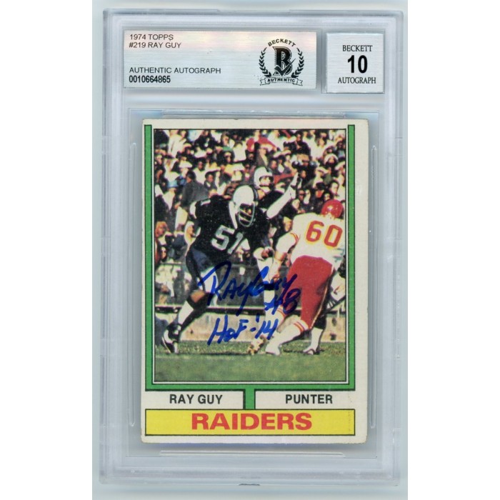 Ray Guy 1974 Topps Football Autograph Auto HOF 14 Inscription Card ...