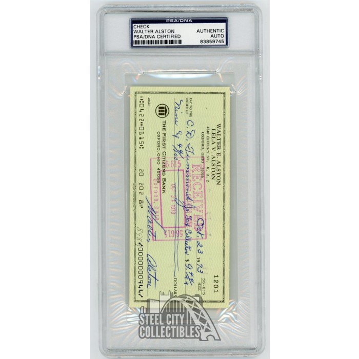Walter Alston Autographed Check - PSA/DNA | Steel City Collectibles
