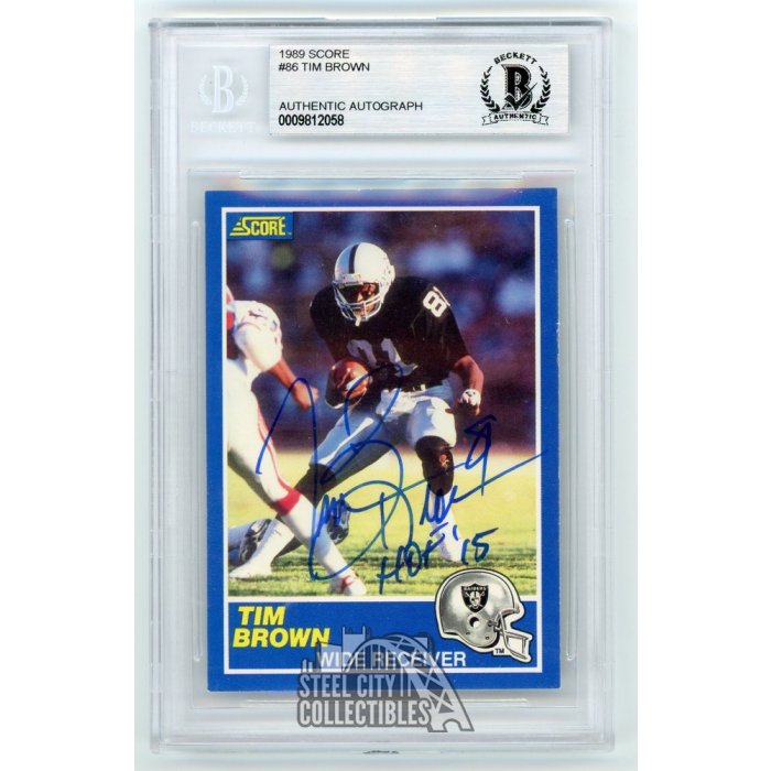 Tim Brown 1989 Score Football HOF Autograph Auto Rookie Card #86 - BAS ...