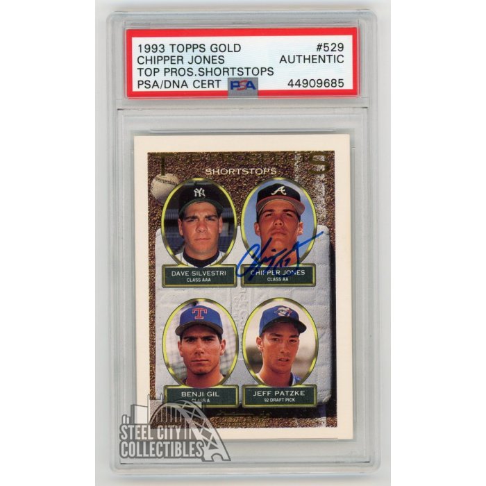 Chipper Jones 1993 Topps Gold Top Prospects Autograph RC Rookie Card ...