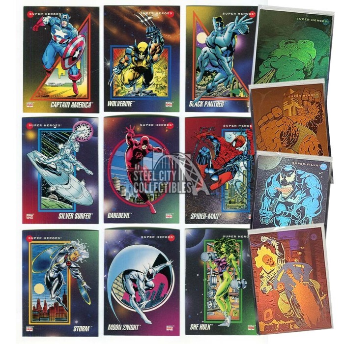 1992 Skybox Impel Marvel Universe Series 3 Complete 200-Card Set and 4 ...