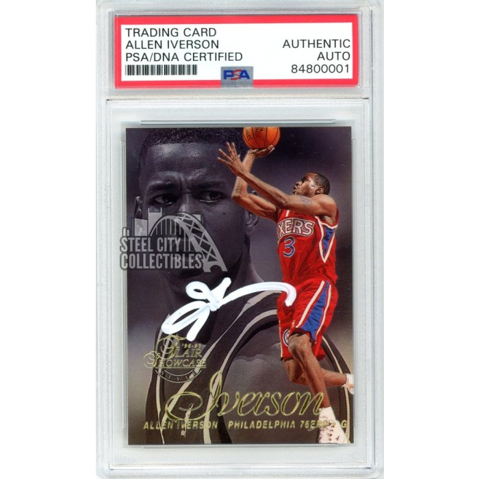 Allen Iverson 1996-97 Flair Showcase Autograph Rookie Card PSA/DNA ...