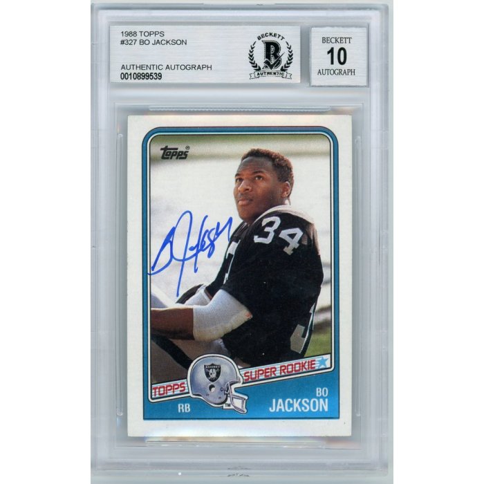 Bo Jackson 1988 Topps Autograph Rookie Card #327 - BGS 10 | Steel City ...