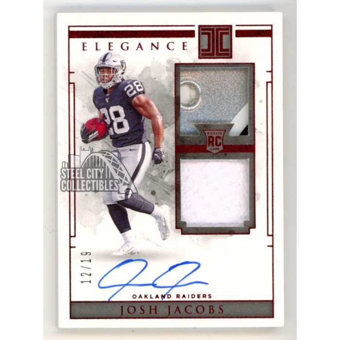 Josh Jacobs 2019 Panini Impeccable Elegance Red Autograph Patch Rookie ...