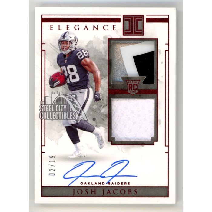 Josh Jacobs 2019 Panini Impeccable Autograph Rookie Patch Card #108 02/ ...