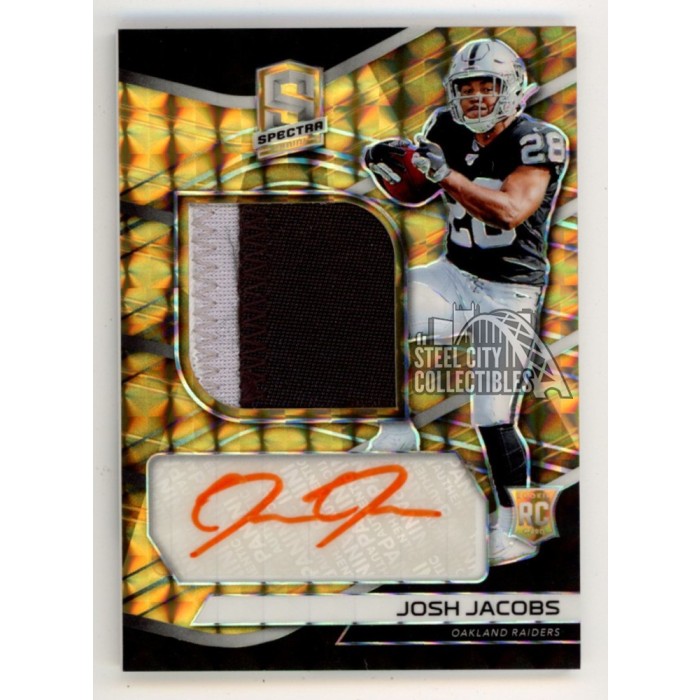 Josh Jacobs 2019 Panini Spectra Neon Orange Autograph Rookie Patch Card ...