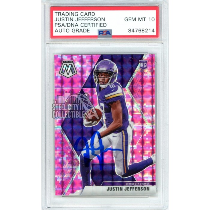 Justin Jefferson 2020 Panini Mosaic Pink Autograph Rookie Card #209 PSA ...