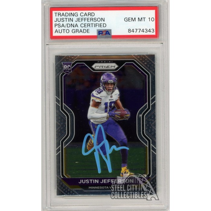 Justin Jefferson 2020 Panini Prizm Autograph RC Card #398 PSA/DNA 10 ...